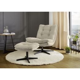 Jockenh&ouml;fer Relaxsessel &raquo;Kasper, B: 76 cm, Sitzh&ouml;he: 47 cm&laquo; Set: mit Hocker, 360&deg; Drehfunktion, Cord beige Cord, inklusive Hocker, Drehfunktion, B/H/T: 76cm x 
