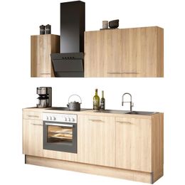 Optifit K&uuml;che &raquo;Klara&laquo; 210 cm breit braun B/H/T: 210cm x 60cm, ohne E-Ger&auml;te