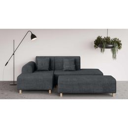 OTTO home Ecksofa &raquo;Suyala&laquo; L-Form mit Hocker grau 100% Polyester B/H/T: 258cm x 85cm x 168cm, Chenilleoptik, Recamiere links,mit Hocker