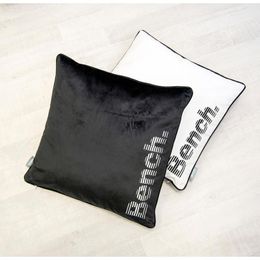 Dekokissen &raquo;Bench&laquo; Kissenh&uuml;lle mit Wendemotiv und Rundum-Paspel schwarz Polyester B/L: 50cm x 50cm, 1 Stk.