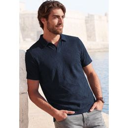 Beach Time BEACHTIME Herren Poloshirt "sommerliches T-Shirt mit modischen Bl&auml;tter-Design", blau, Gr. XXL, Strukturmuster, unifarben, Jersey, Obermaterial: 56%