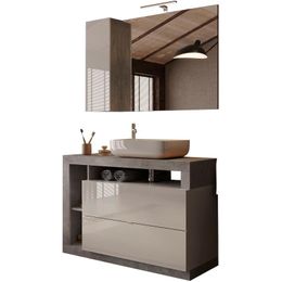 Welltime Badm&ouml;bel-Set &raquo;Hamburg, Badezimmerset 2tlg. Breite 110 cm, Badm&ouml;bel, Waschtisch inkl.&laquo; Spar-Set, 2 Stk. tlg. wei&szlig; B/H/T: 110cmcm x 190cmcm x 