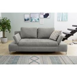 Jockenh&ouml;fer Schlafsofa &raquo;Jano, B: 202 cm, Liegefl. 144x200 cm&laquo; mit Schlaffunktion, Bettkasten, Armteilverstellung & 1 Zierkissen grau B/H/T: 202cm x 103cm, Luxus-