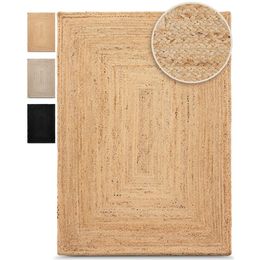 CarpetFine Teppich &raquo;Nele Juteteppich Naturfaser&laquo; rechteckig 6 mm H&ouml;he geflochtener Wendeteppich aus 100% Jute, quadratisch und als L&auml;ufer beige Jute B