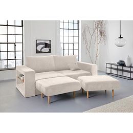 LOOKS by Wolfgang Joop 3,5-Sitzer &raquo;Looksvb&laquo; Verwandlungssofa: aus Sofa wird Sofa mit 2 Hockern, mit Regalfunktion beige B/H/T: 232cm x 96cm x 107cm, 