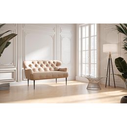 OTTO home 2-Sitzer &raquo;Amber&laquo; mit Knopfheftung,in verschieden Stoffarten beige 100% Polyester B/H/T: 153cm x 97cm x 87cm, Luxus-Microfaser Vintageoptik