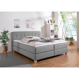 Home Affaire Boxspringbett &raquo;Fargo&laquo; inkl. Topper, in 3 Matratzenarten, in Samt- oder Strukturstoff grau Struktur fein (100% Polyester);Samtstoff (100% 