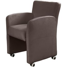 exxpo - sofa fashion Sessel &raquo;Cortado, Loungesessel auf Rollen, schmale Armlehnen, bequem&laquo; hohe Bodenfreiheit, sch&ouml;ne Detailverarbeitung braun 