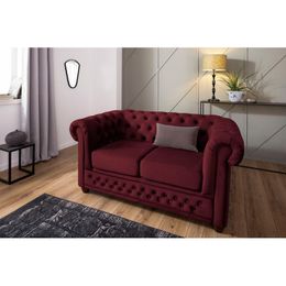 Home Affaire Chesterfield-Sofa &raquo;New Castle&laquo; mit hochwertiger Knopfheftung in Chesterfield-Design, B/T/H: 148/86/72 rot B/H/T: 148cm x 72cm x 86cm, 