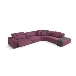 Egoitaliano Ecksofa &raquo;Beverly, extravangantes Designsofa mit erstklassigem Sitzkomfort&laquo; wahlweise mit elektrischer Relaxfunktion, Kopfteilverstellung lila B/H/T: 