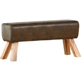 GUTMANN FACTORY Hockerbank &raquo;Pipe&laquo; Retrohocker, mit Ziegenleder Bezug gr&uuml;n B/H/T: 140cm x 47cm x 33cm