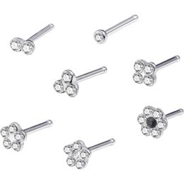 Firetti Nasenpiercing-Set &raquo;Multipack Schmuck Geschenk Edelstahl Piercing Nasenstecker Flower&laquo; mit Preciosa Crystal schwarz Einheitsgr&ouml;&szlig;e Nasenpiercing-Set