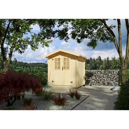Kiehn-Holz Gartenhaus &raquo;Eisberg 1&laquo; beige Holzwerkstoff Fu&szlig;boden im Gartenhaus, Dachschindeln