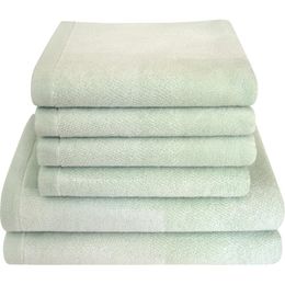 Dyckhoff Handtuch Set &raquo;Landscape&laquo; Set 6 Stk. Walkfrottier 4 Handt&uuml;cher (50x100cm), 2 Duscht&uuml;cher (70x140cm) gr&uuml;n Walkfrottier, Obermaterial: 100% Baumwolle 6 