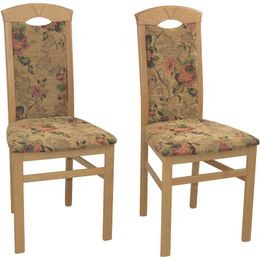 HOFMANN LIVING AND MORE Esszimmerstuhl (Set) 2 Stk. braun Polyester B/H/T: 45cm x 95cm x 49cm, 2 Stk., Polyester Webstoff gemustert