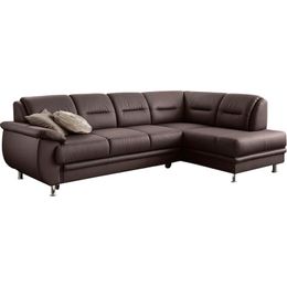 Sit & More sit&more Ecksofa &raquo;Mailand L-Form, B: 250 cm, zeitloses Design, Komfortpolsterung&laquo; optional Schlaffunktion, Liegefl&auml;che: 194x122cm, Leder braun Luxus-