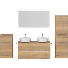 Nobilia Badm&ouml;bel-Set &raquo;Alvene&laquo; vormontiert, mit Soft-Close, 4 Stk. tlg. braun B/H/T: 230cmcm x 184,2cmcm x 48,5cmcm, Griffe edelstahlfarbig
