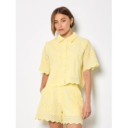 Apricot Damen Klassische Bluse "Kurzes Bluse", gelb, Gr. 38, uni, gewebt, Obermaterial: 100% Baumwolle CO., Blusen, mit Wellenkante und
