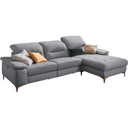 Home Affaire Ecksofa &raquo;Basel L-Form&laquo; mit vollmotorischer Relaxfunktion und motorischer Recamiere grau Luxus-Mikrofaser Lederoptik: 100% Polyester, ;