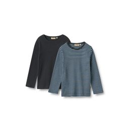 Wheat Jungen Longsleeve "Wheat 2 Rib T-Shirt L/S Stig", blau, Gr. 122, gestreift, 100% Baumwolle, Shirts