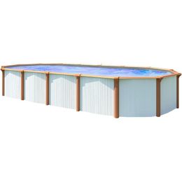 KWAD Ovalpool &raquo;Green line Evolution&laquo; 6,1x3,7x1,32 white- wood Folie in blau, sand oder grau erh&auml;ltlich wei&szlig; &Oslash;/B/H/L: Breite 370cm x H&ouml;he 132cm x L&auml;nge