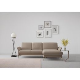 Sit & More sit&more Ecksofa &raquo;Fashion L-Form&laquo; wahlweise mit Kopfteilverstellung, Vorziehsitz, motorisch, Nickelf&uuml;&szlig;e grau B/H/T: 253cm x 84cm x 165cm, Soft clean, 