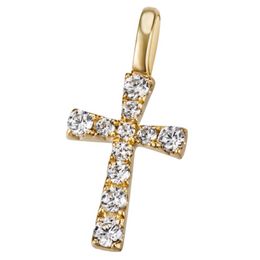 Firetti Kreuzanh&auml;nger &raquo;Schmuck Geschenk Gold 375 Halsschmuck Anh&auml;nger Halskette Kreuz&laquo; mit Zirkonia (synth.) gold Gelbgold 375, 0,4 g