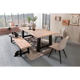 Home Affaire Esstisch &raquo;Tristan&laquo; massive Balkeneiche ge&ouml;lt mit Baumkante schwarz B/H/T: 280cm x 77cm x 110cm