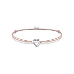Thomas Sabo Damen Thomas Sabo Armband &raquo;Little Secret Herz&laquo; mit Zirkonia rosa Nylon Silber 925 (recycelt)