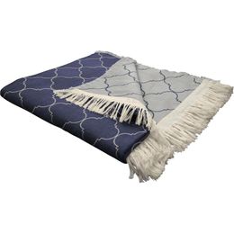 Adam Wohndecke &raquo;Indian Cortezada&laquo; mit tollem Muster, Kuscheldecke blau Baumwolle B/L: 145cm x 190cm
