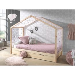 Vipack Hausbett &raquo;Dallas&laquo; Made in Europe, wahlweise mit Bettschublade oder Textilhimmel, Ausf. natur oder wei&szlig; beige Boden Bettschublade Hartfaser;