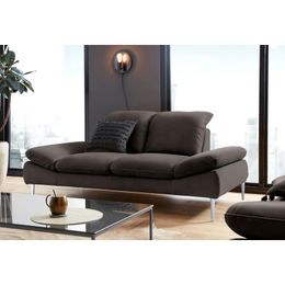W.Schillig 2-Sitzer &raquo;enjoy&MORE&laquo; mit Sitztiefenverstellung, F&uuml;&szlig;e Chrom gl&auml;nzend, Breite 202 cm braun Chenille-Flachgewebe R66 (85% Polyester, 15% 