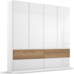 Rauch Dreht&uuml;renschrank &raquo;Winnipeg&laquo; grifflose Front, Schubk&auml;sten m. Griffmulde, auch mit Beleuchtung wei&szlig; Holzwerkstoff B/H/T: 181cm x 210cm x 56cm, Mit