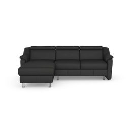 Sit & More sit&more Ecksofa &raquo;Freetown L-Form&laquo; inklusive Kopfteilverstellung und komfortablem Federkern schwarz B/H/T: 257cm x 84cm x 166cm, NaturLEDER , 