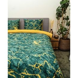 Kayori Bettw&auml;sche &raquo;Shima&laquo; 2 Stk. Hergestellt aus GOTS-zertifizierter Bio-Baumwolle gr&uuml;n Mako-Satin, Obermaterial: 100% Baumwolle B/L: 135cm x 200cm, 1