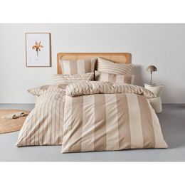 OTTO home Bettw&auml;sche &raquo;Sari in verschiedenen Qualit&auml;ten&laquo; 2 ab Gr. 135x200 cm, Wendedesign, moderne Bettw&auml;sche mit Streifen beige Satin, Obermaterial: 