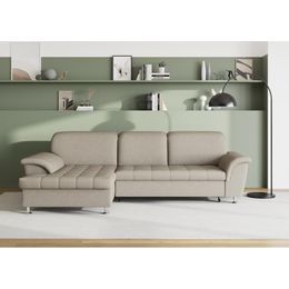 DOMO collection Ecksofa &raquo;FRANZI 278x170x81 cm, Steppung im Sitzbereich, L-Form&laquo; wahlweise mit Bettfunktion, Bettkasten und Kopfteilverstellung braun 