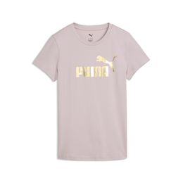 Puma Damen T-Shirt "ESS NO 1 LOGO METALLIC TEE", rosa, Gr. S, unifarben, Jersey, Obermaterial: 100% Baumwolle, Shirts, Kurzarm, mit Rundhalsausschnitt