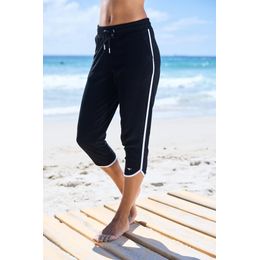 Kangaroos Damen Relax-Caprihose, Gr. 36, schwarz-wei&szlig;, Frottee, Obermaterial: 50% Baumwolle, 48% Polyester, 2% Elasthan, unifarben, Basic, Hosen, mit