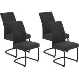 Hela Freischwinger &raquo;BRINDISI, Esszimmerstuhl&laquo; (Set) 4 Stk.XL-Sitz,Federkorb,140kg belastbar,Zertifizierter "Waterfree" Stoff schwarz Metall, Polyester