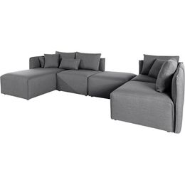 OTTO home Wohnlandschaft &raquo;N&ouml;re U-Form&laquo; 5 Teile, in vielen Bezugsqualit&auml;ten und Farben s. auch "N&ouml;re" grau Struktur fein (100% Polyester);Struktur (100