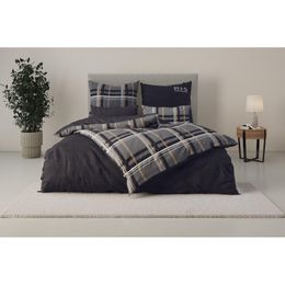 OTTO home Wendebettw&auml;sche &raquo;Talin&laquo; 2 Stk. ab Gr. 135x200, 100% Baumwolle, Karo-Design, Marke H.I.S. by OTTO home grau Linon, Obermaterial: 100% 