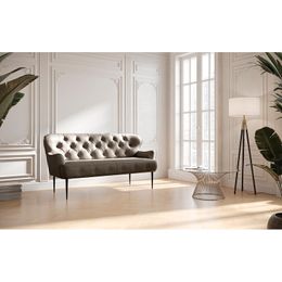 OTTO home 2,5-Sitzer &raquo;Amber&laquo; mit Knopfheftung,in verschieden Stoffarten grau 100% Polyester B/H/T: 173cm x 97cm x 87cm, Luxus-Microfaser Vintageoptik