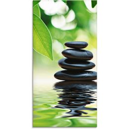 Artland Glasbild &raquo;Zen Steinpyramide auf Wasseroberfl&auml;che&laquo; Zen 1 Stk. tlg. in verschiedenen Gr&ouml;&szlig;en gr&uuml;n B/H/T: 30cm x 60cm, Glasbild Zen, 1 Stk.