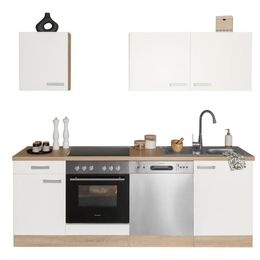 Optifit K&uuml;chenzeile &raquo;Leer Breite 210 cm&laquo; mit Hanseatic-Ger&auml;ten, wahlweise mit Geschirrsp&uuml;ler wei&szlig; B/H/T: 210cm x 60cm,mit Geschirrsp&uuml;ler
