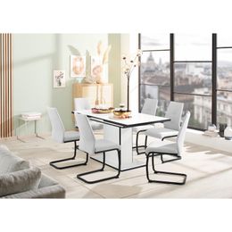 Hela Essgruppe &raquo;Ariana, Esstisch mit 6 St&uuml;hlen, ausziehbarer K&uuml;chentisch&laquo; Set, 1 Tisch ausziehbar / 6 St&uuml;hle, 7 Stk. tlg. Tisch 120-160cm, 6 St&uuml;hle 