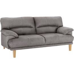 Trendmanufaktur 3-Sitzer &raquo;Cecilia, Sofa in italienischem Design&laquo; mit tollem Sitzkomfort, extrabequeme Armlehnen, Holzf&uuml;&szlig;e silber B/H/T: 200cm x 87cm x