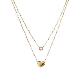 Firetti Damen Kette mit Anh&auml;nger &raquo;Schmuck Geschenk Edelstahl Halsschmuck doppelreihig Layering Herz&laquo; mit Zirkonia (synth.) Edelstahl, L: 47 B: 1mm