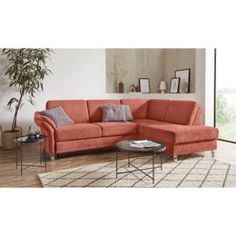 Sit & More sit&more Ecksofa &raquo;Clio L-Form&laquo; wahlweise mit Schlaffunktion und Bettkasten, inklusive Federkern orange B/H/T: 254cm x 89cm x 190cm, Luxus-Microfaser 