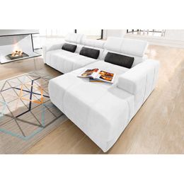 DOMO collection Ecksofa &raquo;BRANDON 289x177x80 cm, whlw. mit Sitztiefenverstellung, L-Form&laquo; mit Kopfteilverstellung, wahlweise Sitztiefenverstellung, L-